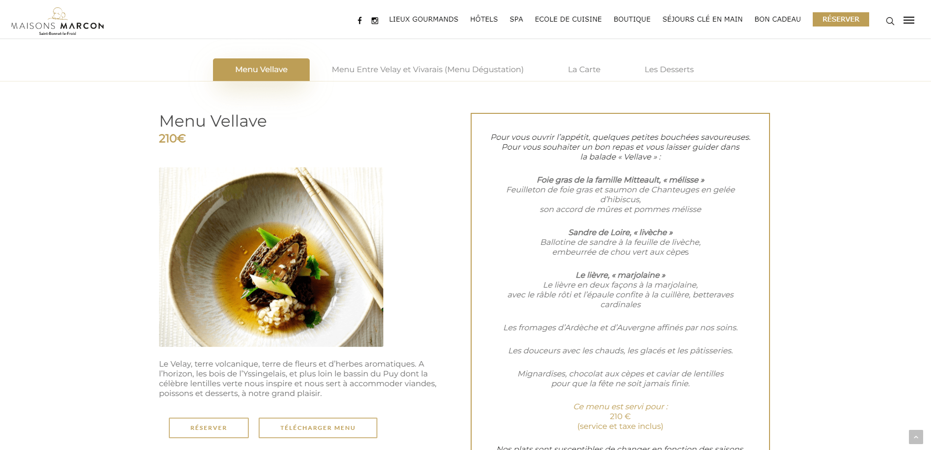 Prix menu Marcon restaurant : Tarif des 2 menus [2024]